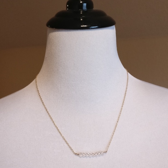 Express | Jewelry | Dainty Gold Express Necklace With Crystal Stones ...